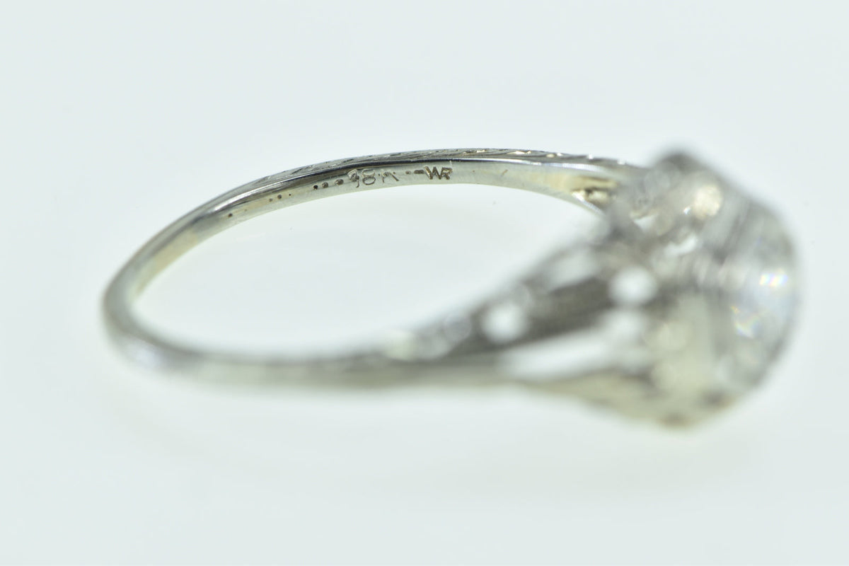 18K Art Deco Diamond Filigree Ornate Engagement Ring White Gold – M ...