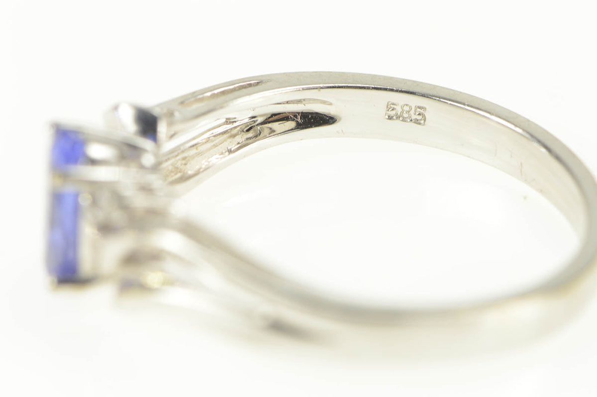 14K Tanzanite Diamond Bypass Split Classic Ring White Gold – M. Barr ...