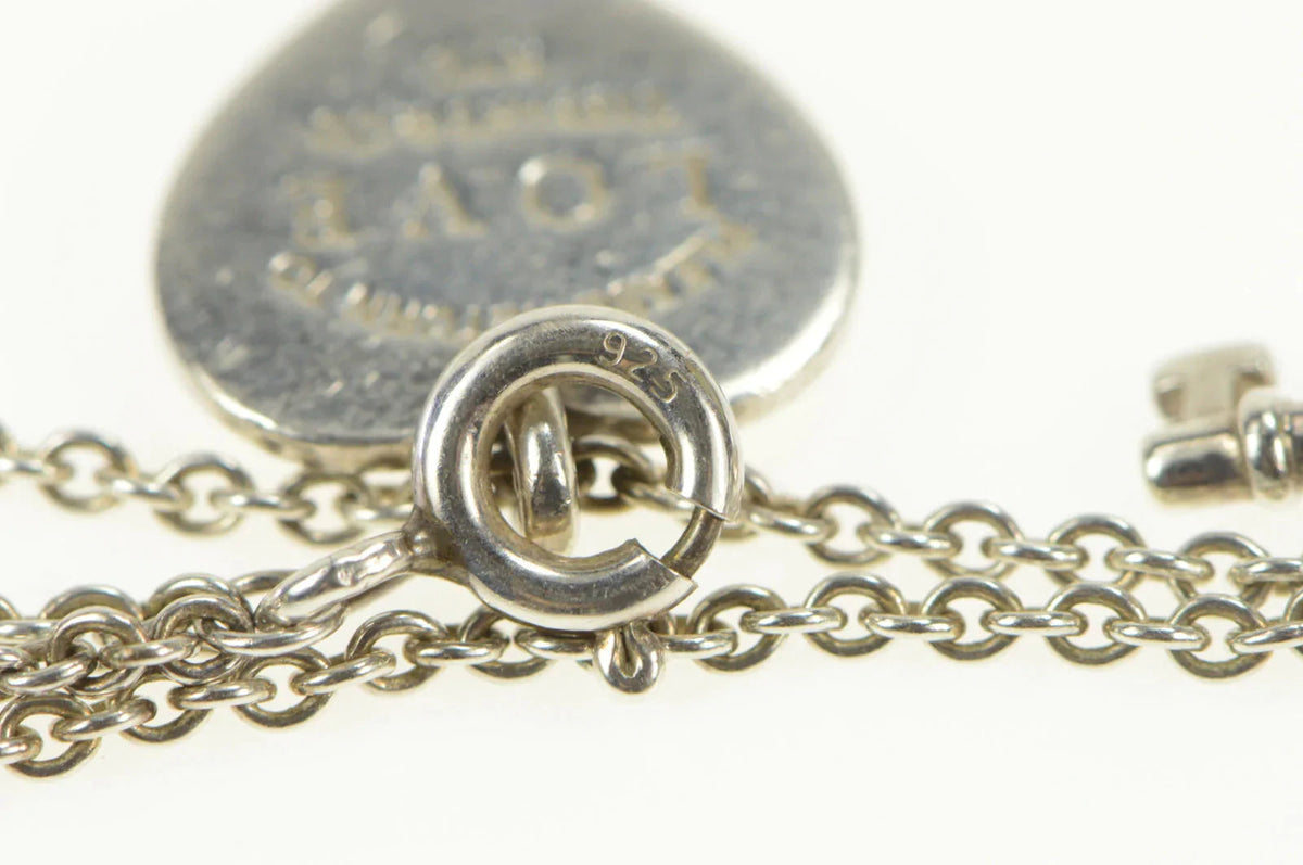 Sterling Silver Tiffany & Co Love Heart Key Layered Chain Bracelet 6.2 ...