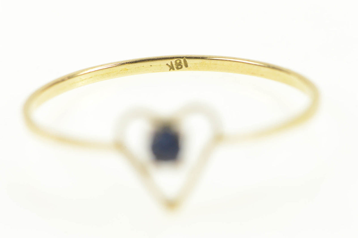 18K 1950's Sapphire Inset Heart Love Symbol Ring Yellow Gold – M. Barr ...