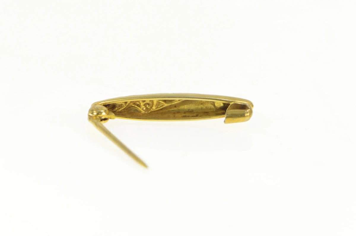 14K Victorian Seed Pearl Repousse Scroll Bar Pin/Brooch Yellow Gold – M ...