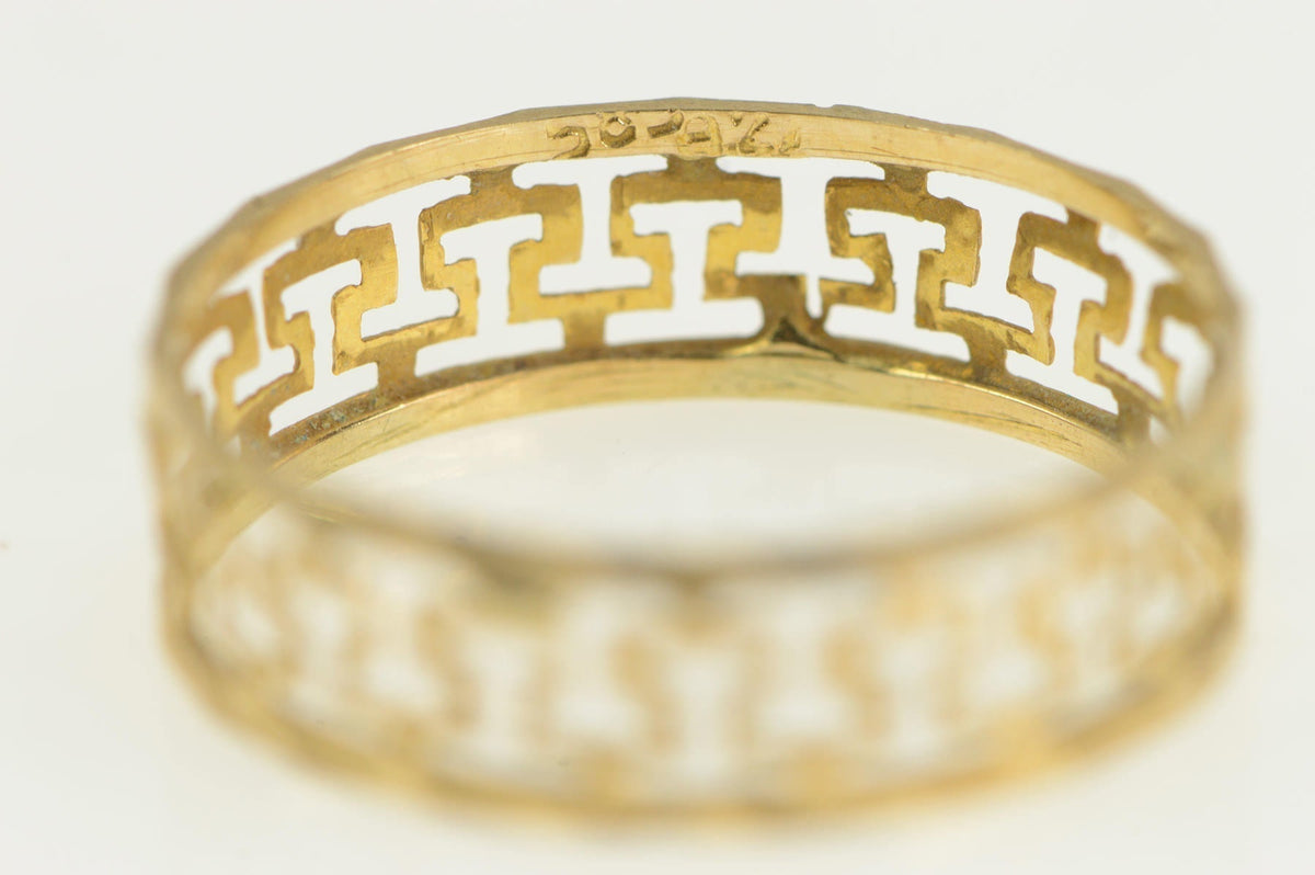 14K 5.4mm Greek Key Wave Pattern Filigree Band Ring Yellow Gold – M ...