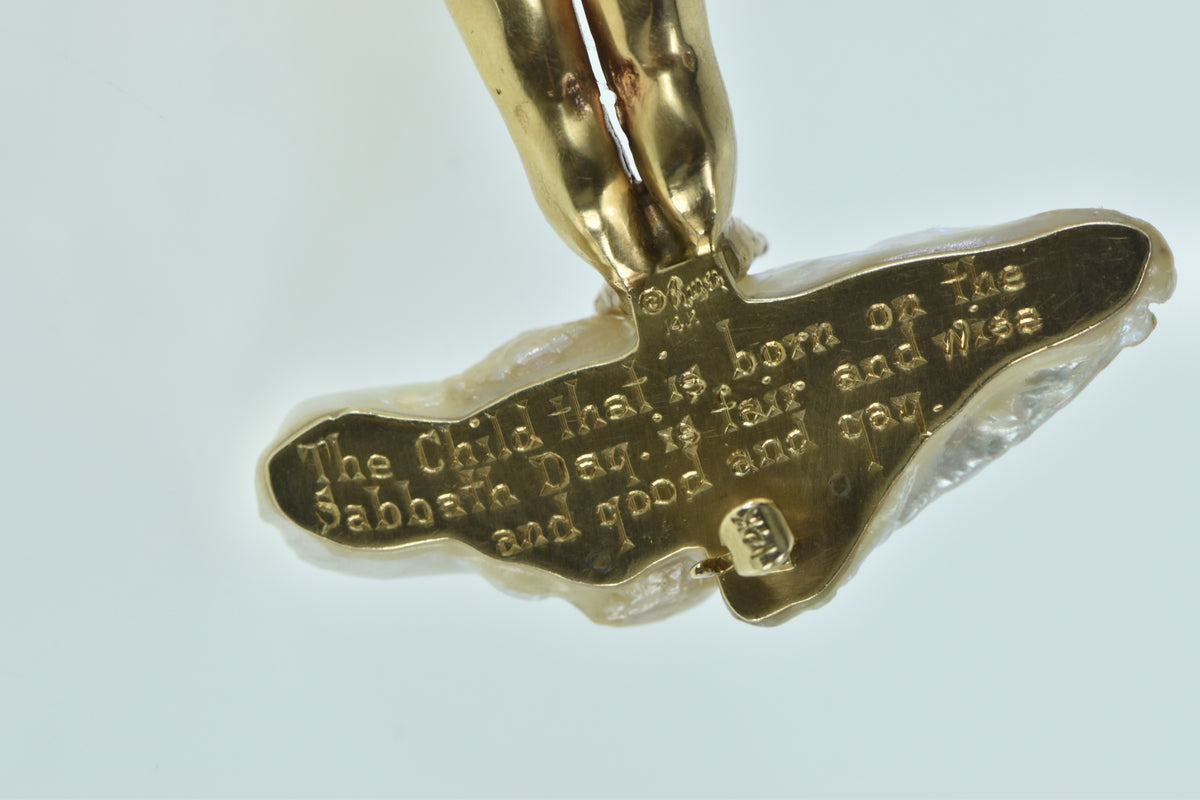 14K William Ruser Sabbath Child Cherub Pin/Brooch Yellow Gold – M. Barr ...